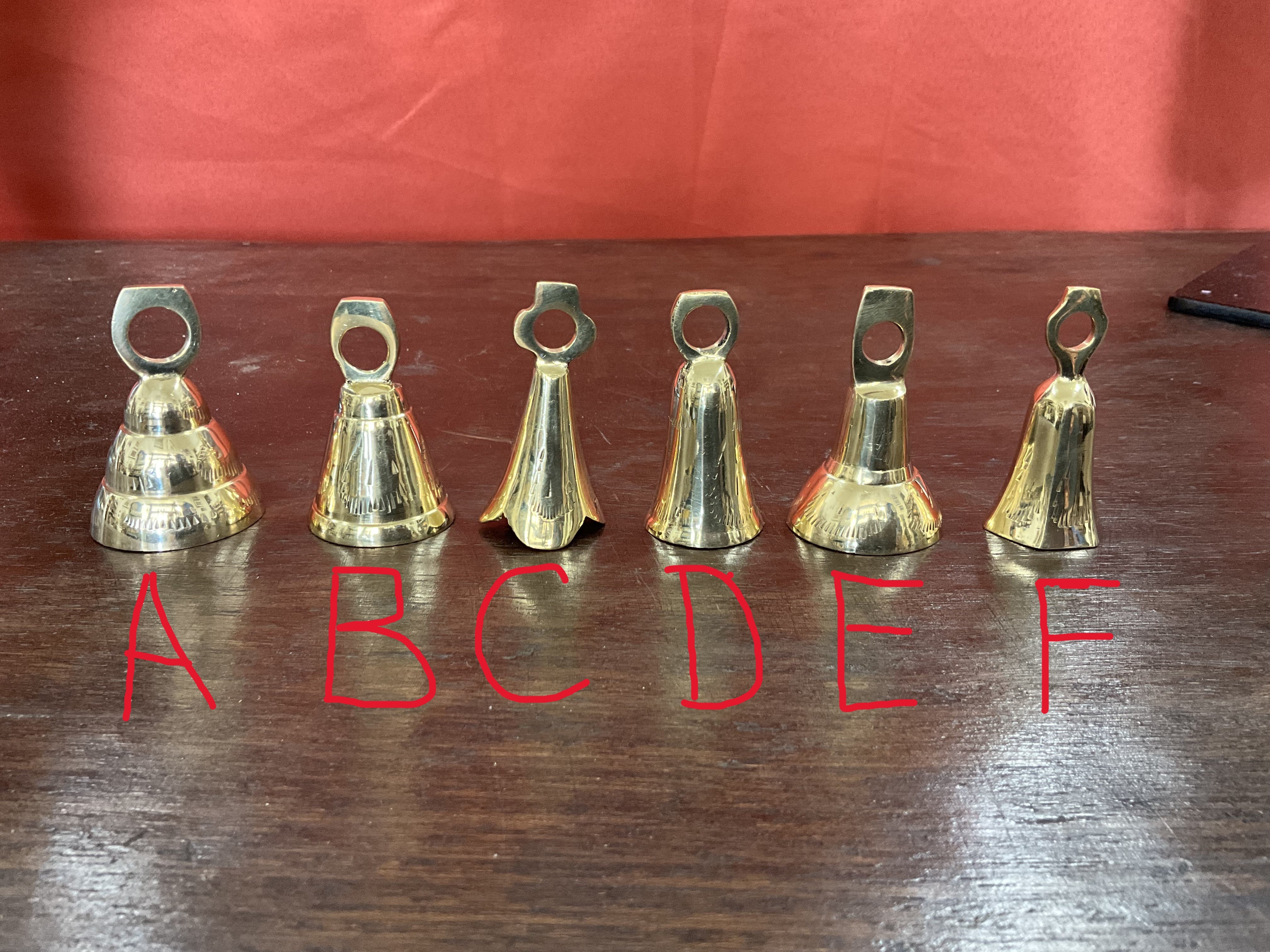 6 Pieces Assorted Brass Bells - Om Imports – Cultural Interiors