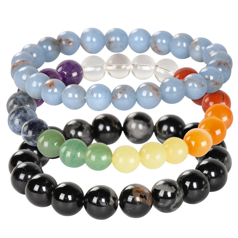 8mm Crystal Gemstone Energy Bead Stretch Bracelets - Benjamin Internat ...